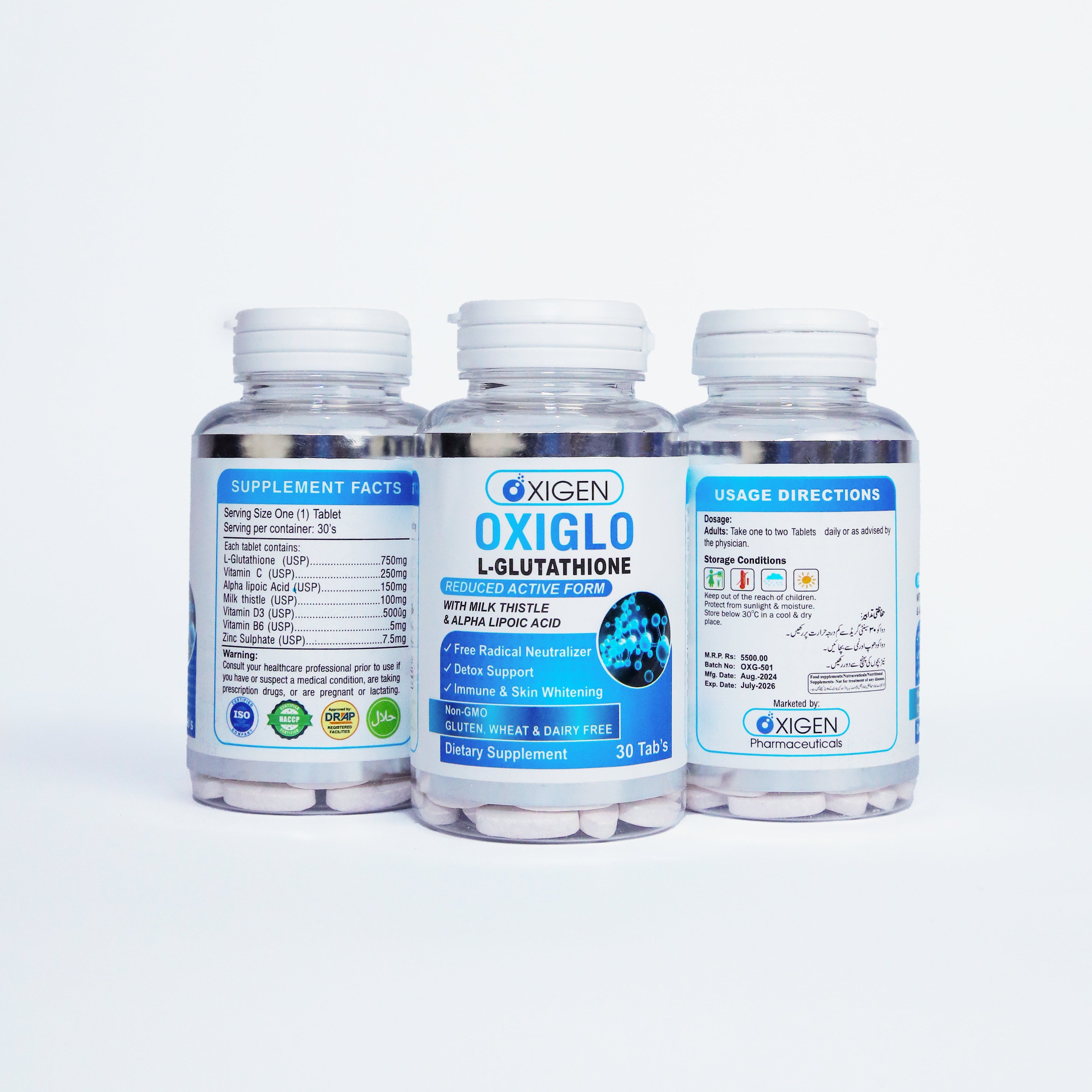 OXIGLO (L-Glutathione 750mg) – Oxigen.pk